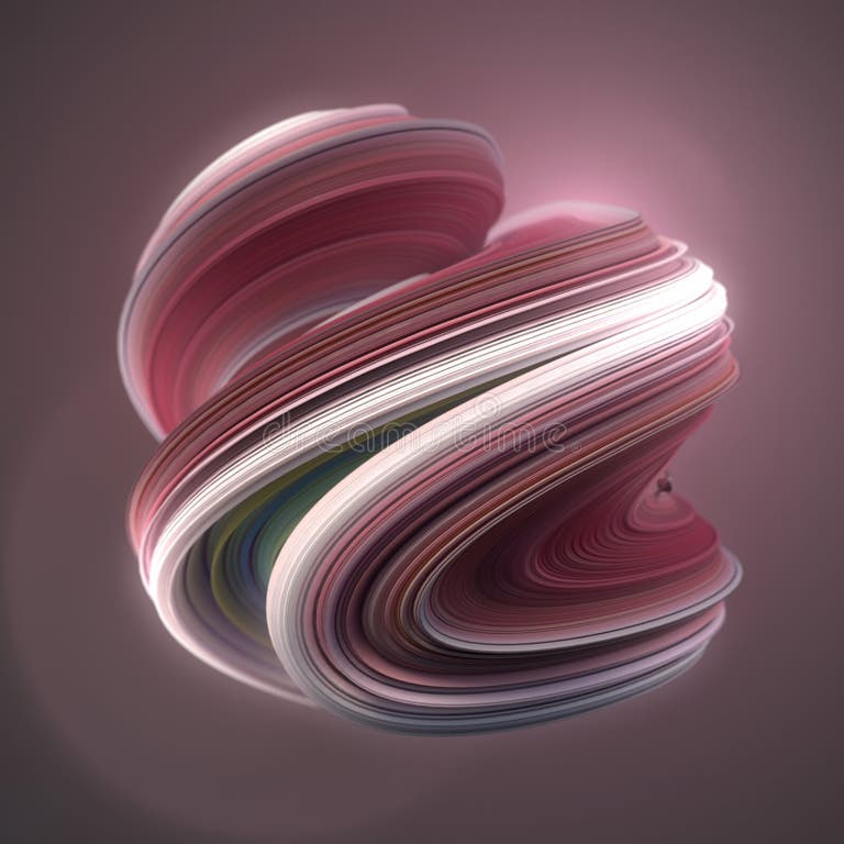 Colored Twisted Shape. Computer Generated Abstract Geometric 3D Render ...