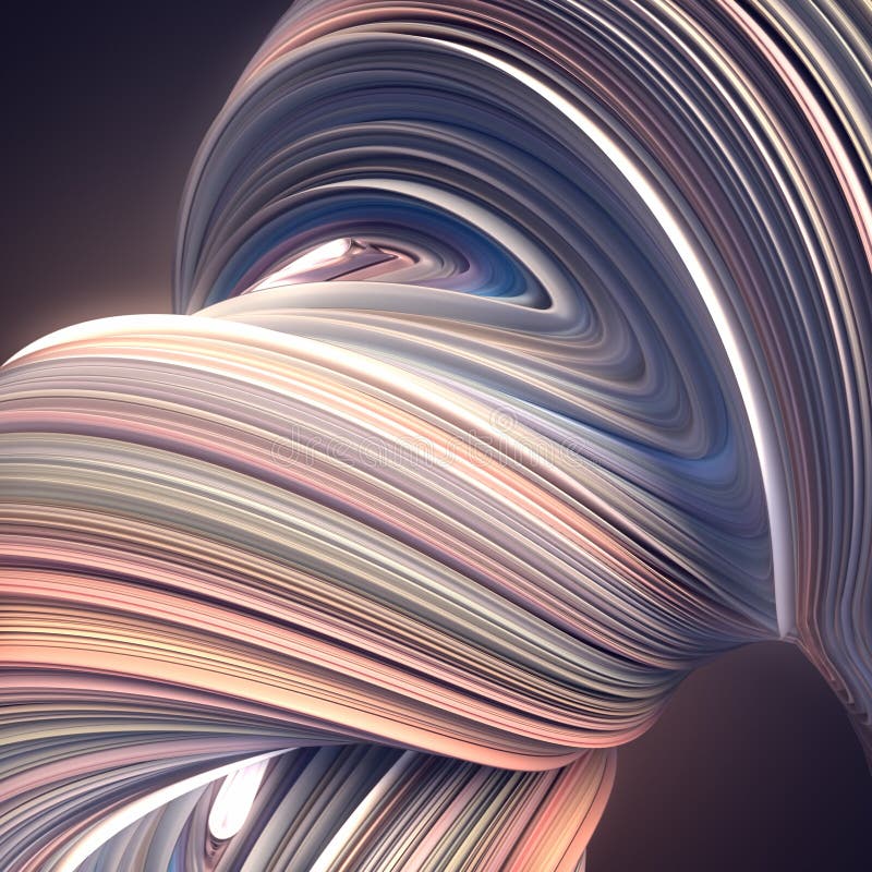 Colored Twisted Shape. Computer Generated Abstract Geometric 3D Render ...