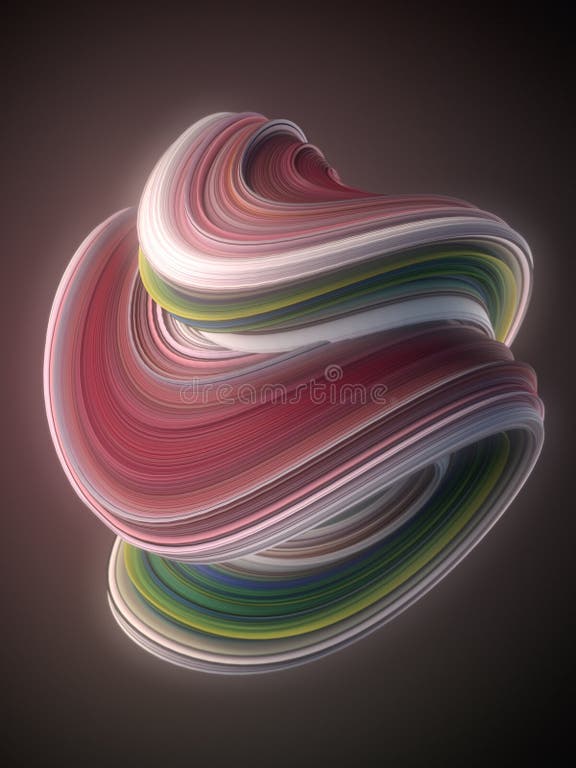 Colored Twisted Shape. Computer Generated Abstract Geometric 3D Render ...