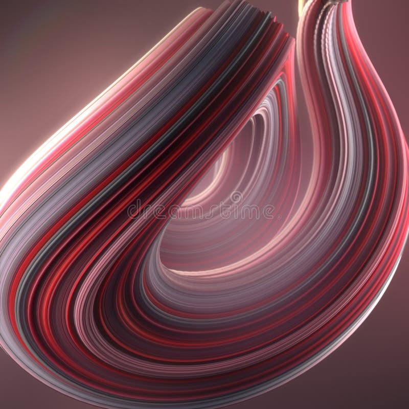 Colored Twisted Shape. Computer Generated Abstract Geometric 3D Render ...