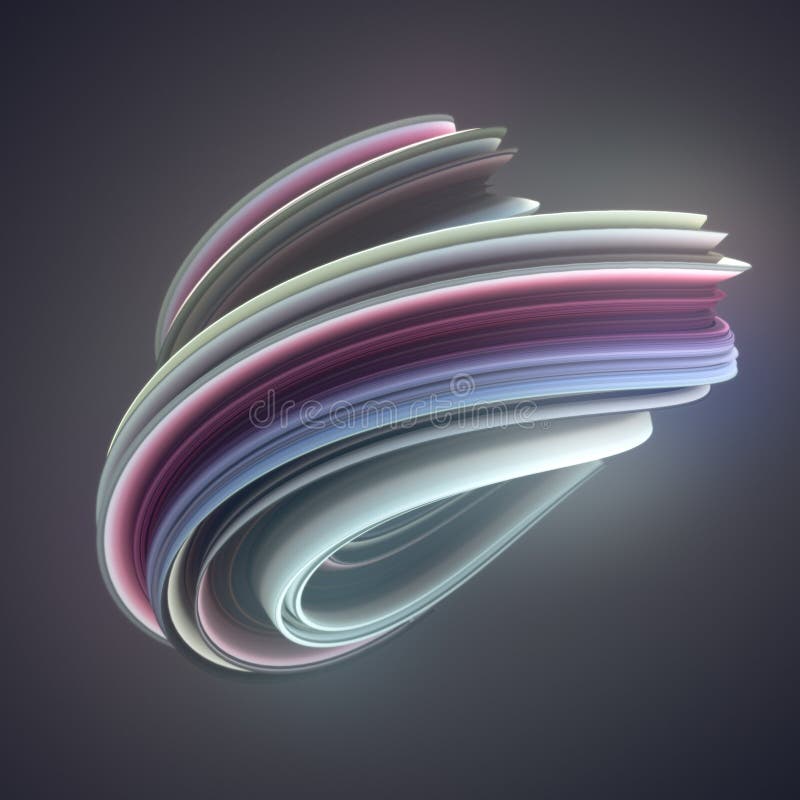 Colored Twisted Shape. Computer Generated Abstract Geometric 3D Render ...