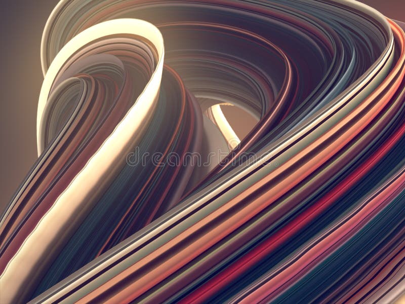 Colored Twisted Shape. Computer Generated Abstract Geometric 3D Render ...