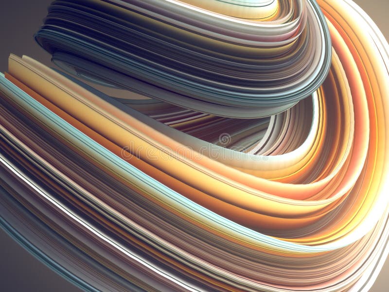 Colored Twisted Shape. Computer Generated Abstract Geometric 3D Render ...
