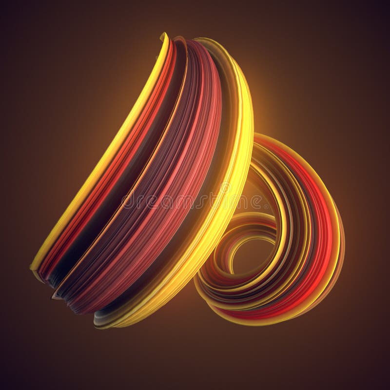 Colored Twisted Shape. Computer Generated Abstract Geometric 3D Render ...