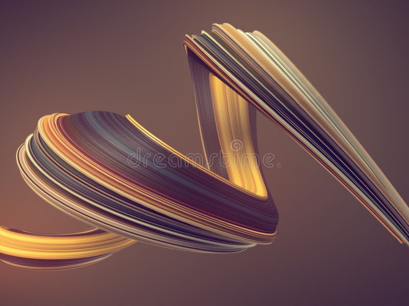 Colored Twisted Shape. Computer Generated Abstract Geometric 3D Render ...