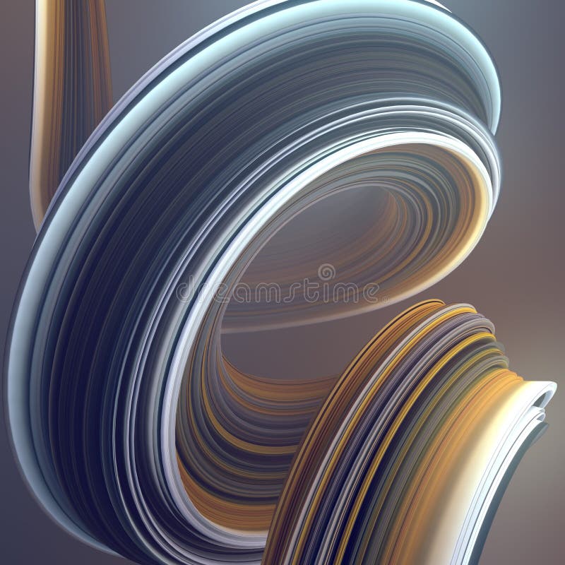 Colored Twisted Shape. Computer Generated Abstract Geometric 3D Render ...