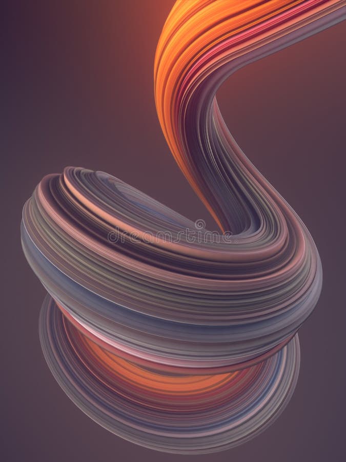 Colored Twisted Shape. Computer Generated Abstract Geometric 3D Render ...