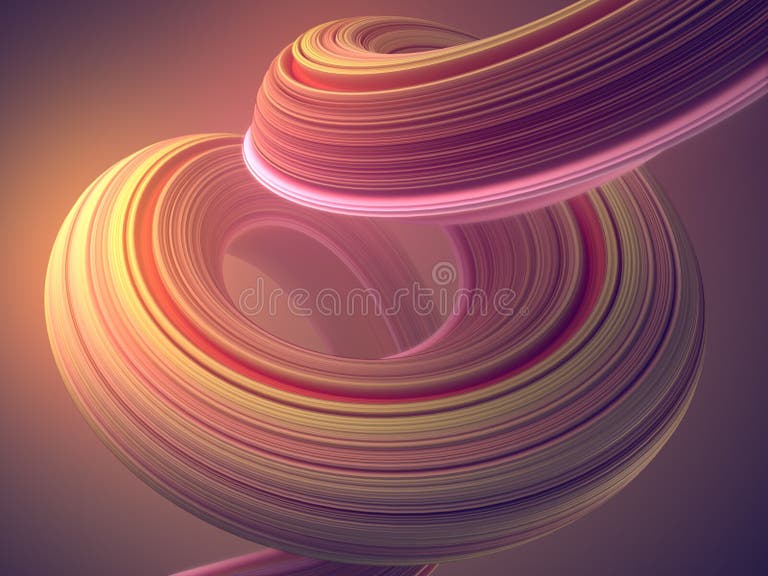 Colored Twisted Shape. Computer Generated Abstract Geometric 3D Render ...