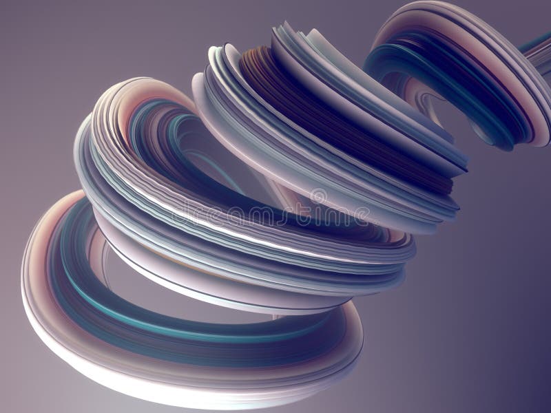 Colored Twisted Shape. Computer Generated Abstract Geometric 3D Render ...