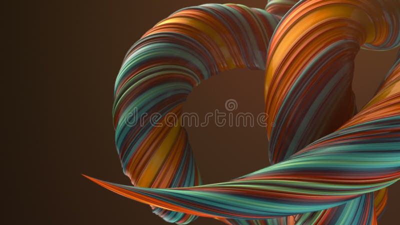 Colored Twisted Shapes. Computer Generated Abstract Geometric 3D Render Loop Animation. HD ...
