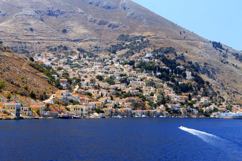 Colored and Typical Simi Island Stock Image - Image of harbor, europa ...
