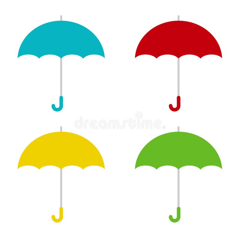 Colored Umbrellas. Vector Illustration, Flat Cartoon Style Stock ...