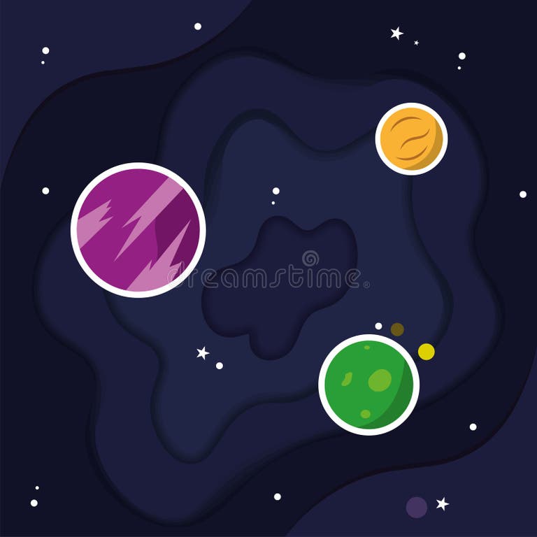 Colored Universe Background with a Group of Planets Vector Stock ...
