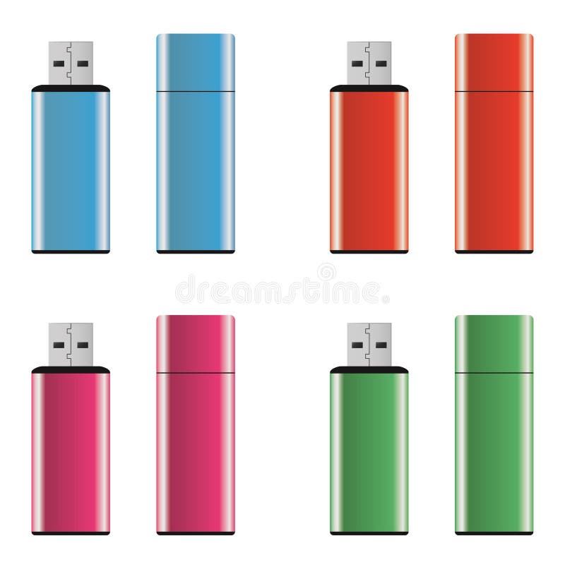 Colored USB pen drives stock illustration. Illustration of commercial ...