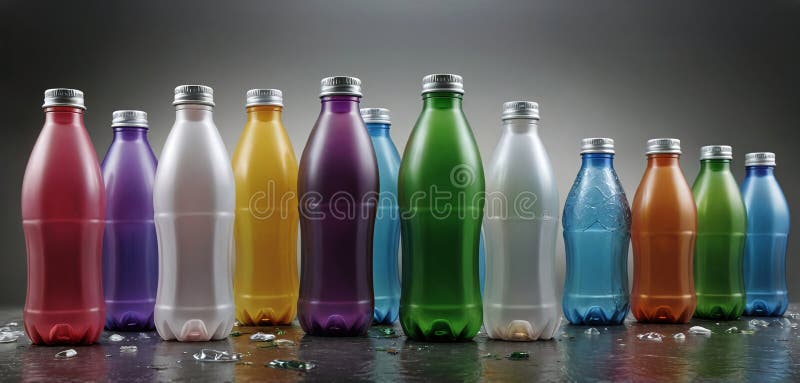 Colored and Used Plastic Bottles that are Reprocessed or Recycled after ...