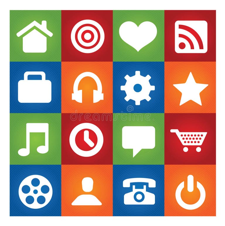 Colored User Interface Pictograms Set Isolated Stock Vector ...