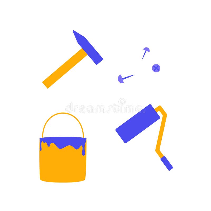 Colored Various Flat Design House Remodel Instruments Set. Renovating ...