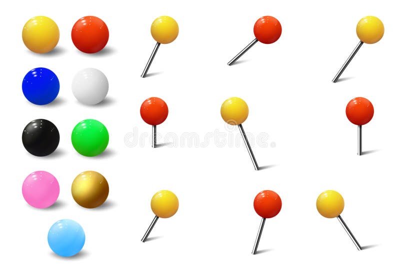 Colored Various Pushpins, Map Tacks and Pins Stock Vector ...