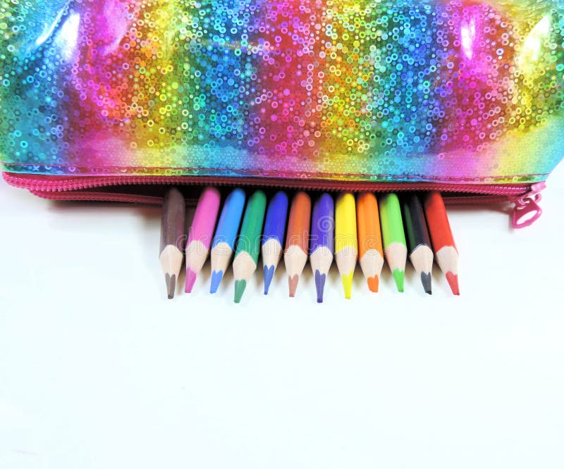 Colored Various School Supplies, Pencils, Back To School. Flat Lay, Top ...