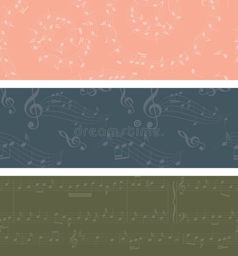 Colored Vector Banners with Abstract Music Notes - Set Stock Vector ...