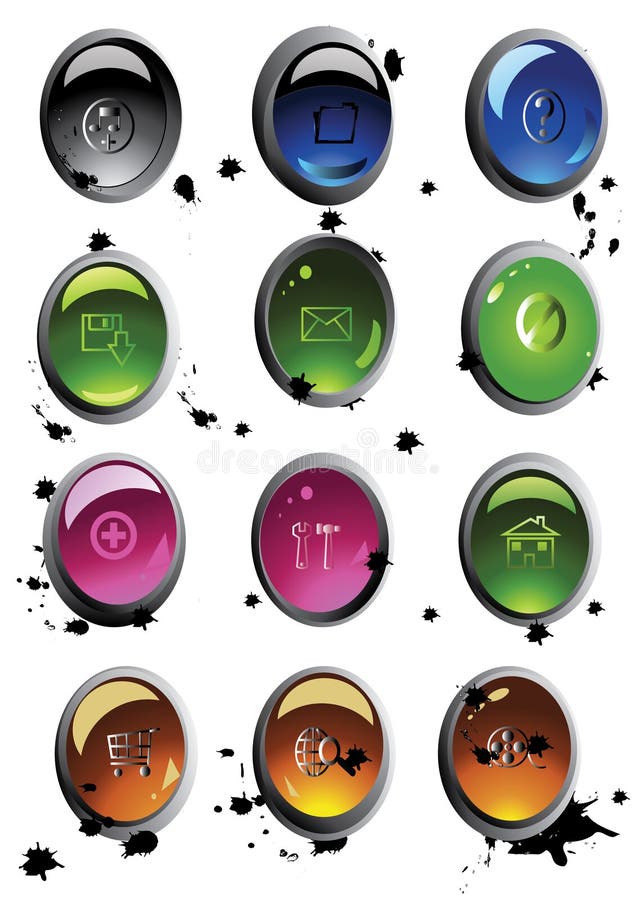 Colored vector button set editorial stock photo. Illustration of button ...