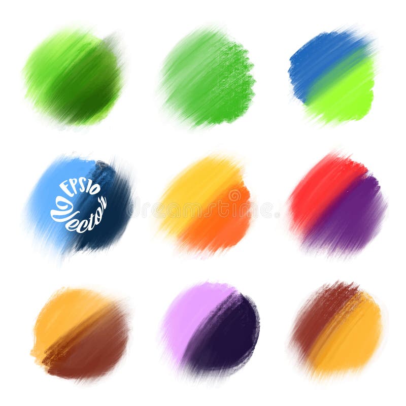 9 Colored Vector Paint Elements. Stock Vector - Illustration of ...
