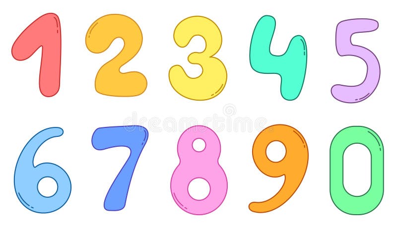 Colored Vector Set with Icons of Various Numbers in Cartoon Style Stock ...