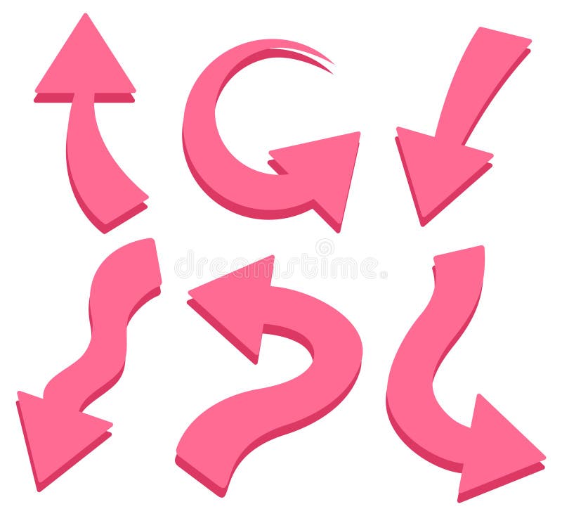 Colored Vector Set with Icons of Various Pointers and Arrows in Red ...