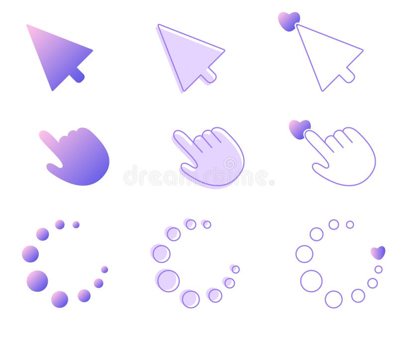 Colored Vector Set with Various Cursor and Loading Icons Stock Vector ...