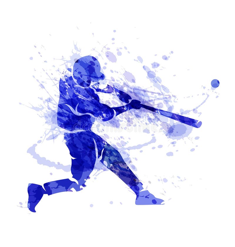 Colored Vector Silhouette of a Baseball Player Stock Vector ...