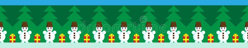 Colored Vector Winter Horizontal Border Stock Vector - Illustration of ...
