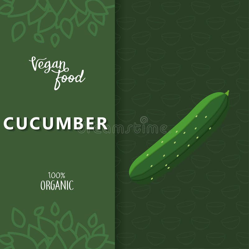 Colored Vegan Food Poster with Cucumber Vector Stock Vector ...