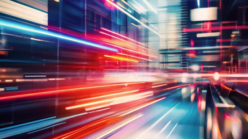 Colored Vertical and Horizontal Glowing Fast-moving Lines on a Black ...