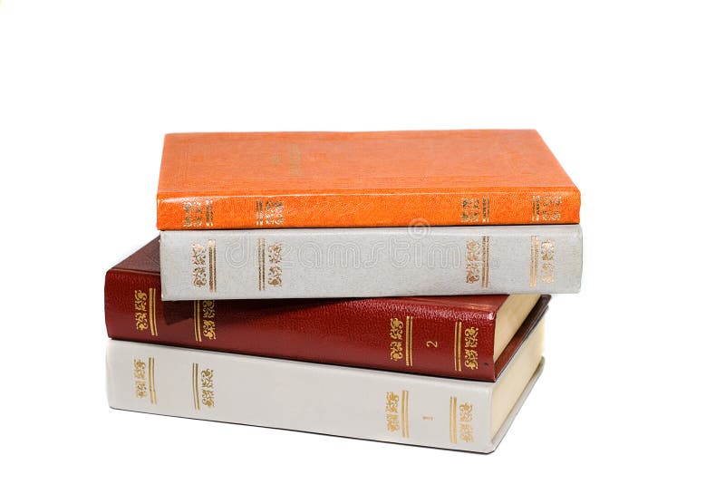 Old Retro Books with Color Covers on a White Shelf Front View. Mass ...