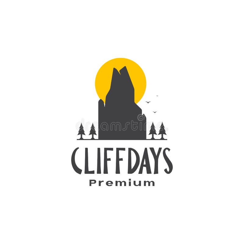 Colored Vintage Cliff with Trees Logo Design Vector Graphic Symbol Icon ...