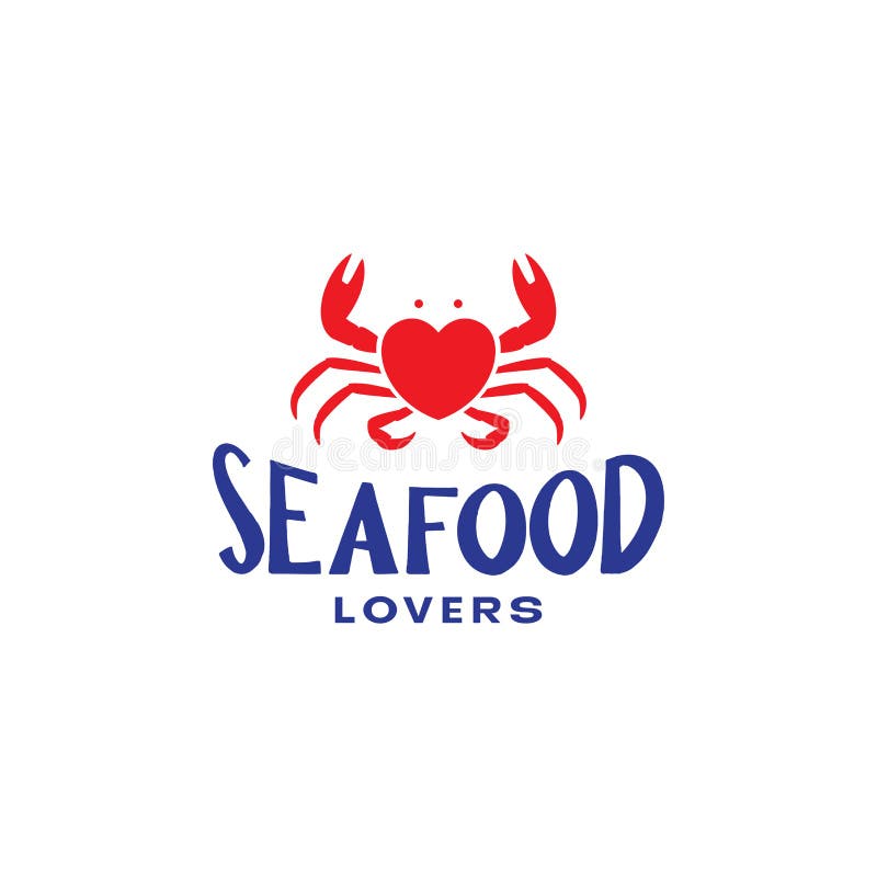 Colored Vintage Crabs Love Seafood Logo Design Stock Vector ...