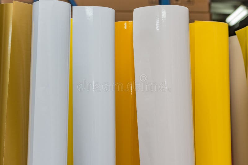 Film in Rolls for Advertising. Colored Vinyl Car Wrapping or Plotter ...