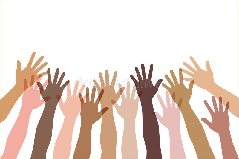 Colored Volunteer Crowd Hands Stock Illustration - Illustration of ...