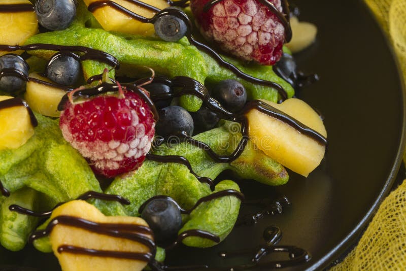 Colored waffles stock photo. Image of frozen, melon - 102018358