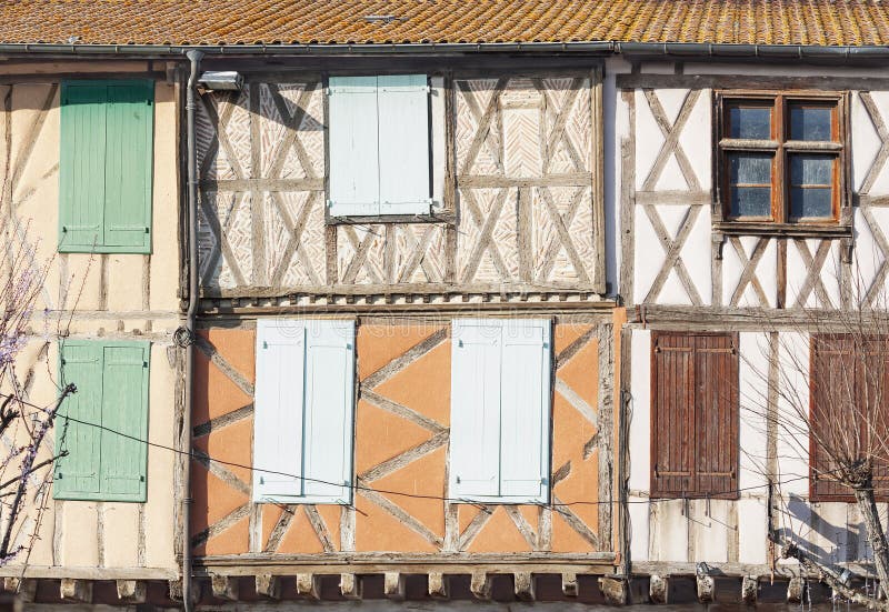 Colored Wall of the Old House in the Tudor Style Stock Image - Image of ...
