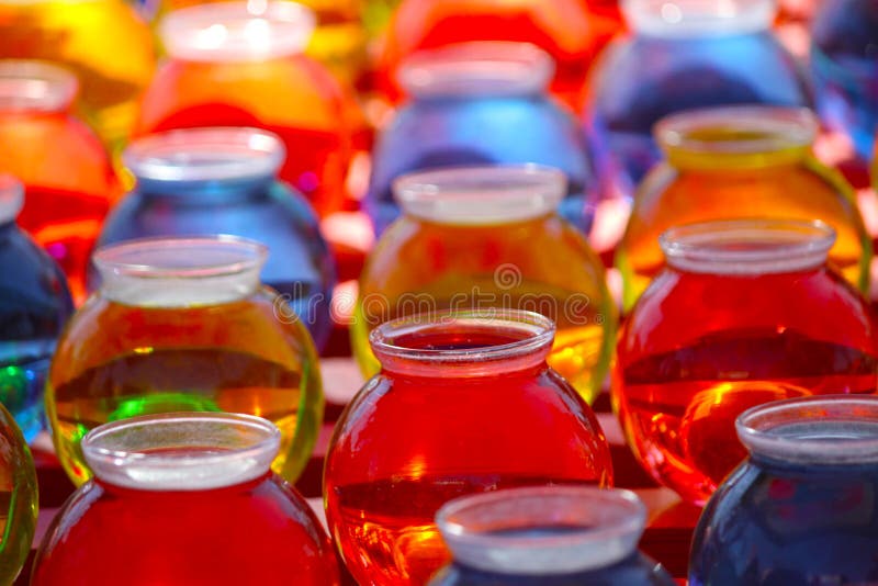 Colored Water in Bowls stock image. Image of yellow, blue - 53915735