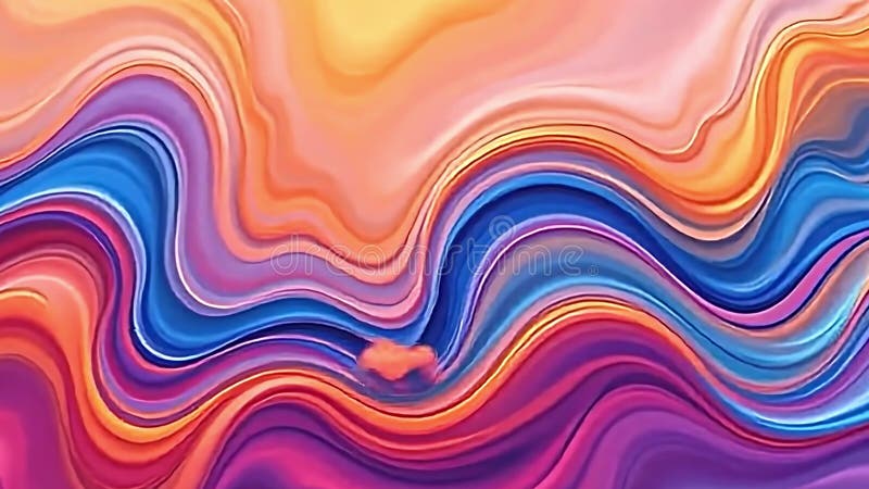 Colored Wave Fluid Art, Slow-motion Liquid Flow, Vibrant Colored Generative AI Stock Video ...