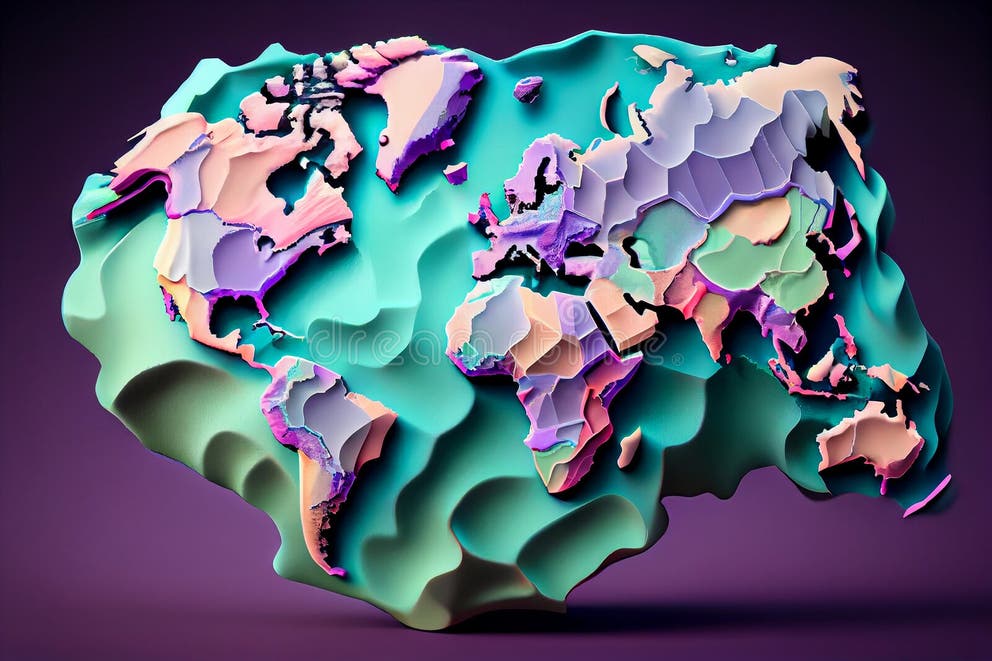 Colored Wax World Map of the World Illustration Generative AI Stock ...