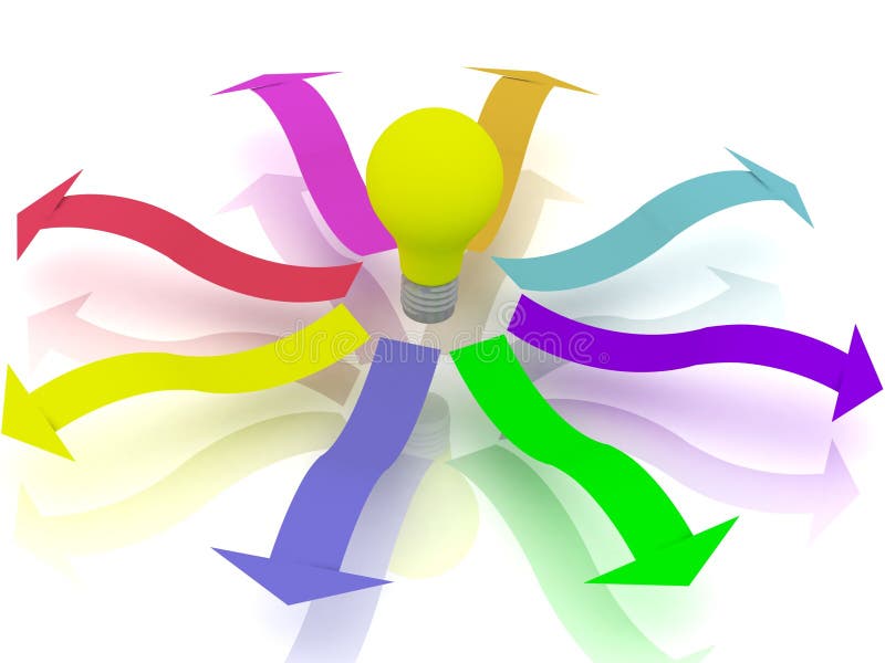 Colored Ways with Idea. Idea Concept Stock Illustration - Illustration ...