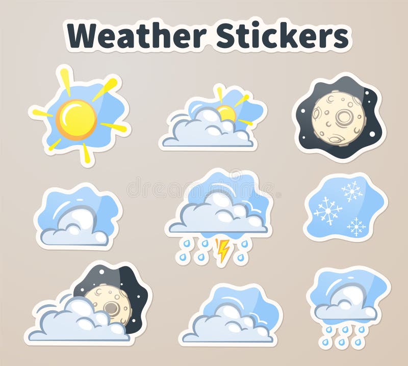 Weather stickers emoji stock vector. Illustration of storm - 251929691
