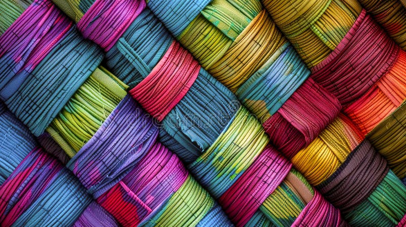 Colored Weave Seamless Pattern. Interlacing Bands, Thin Texture ...