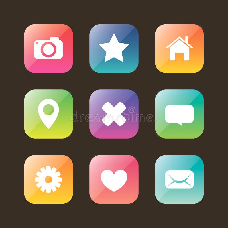 Colored web icon set stock vector. Illustration of email - 41739244