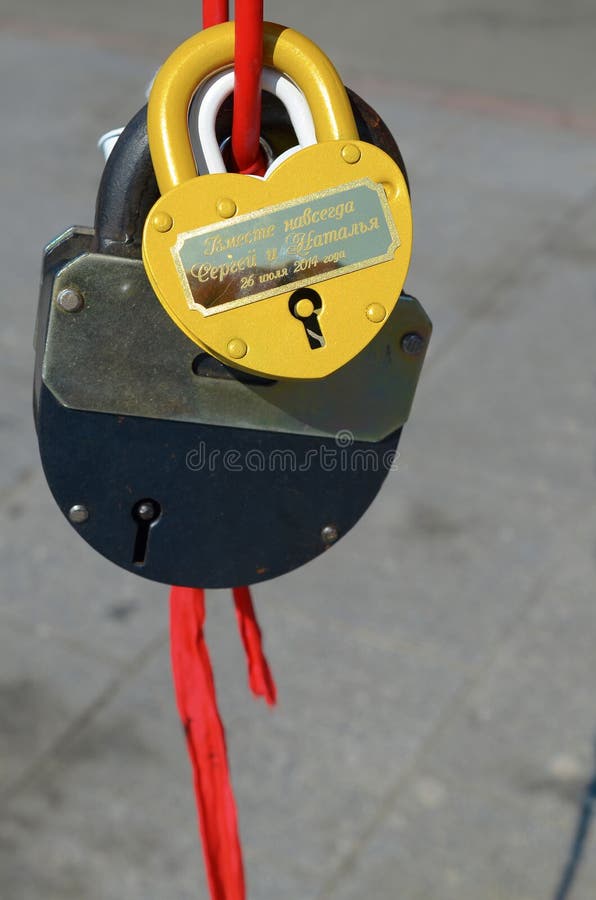 Colored wedding locks stock photo. Image of sign, love - 43026392