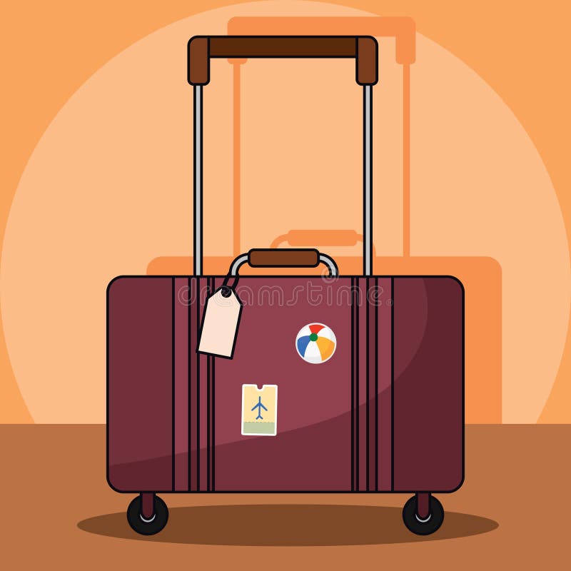 Colored Wheeled Suitcase. Vector Stock Vector - Illustration of flight ...