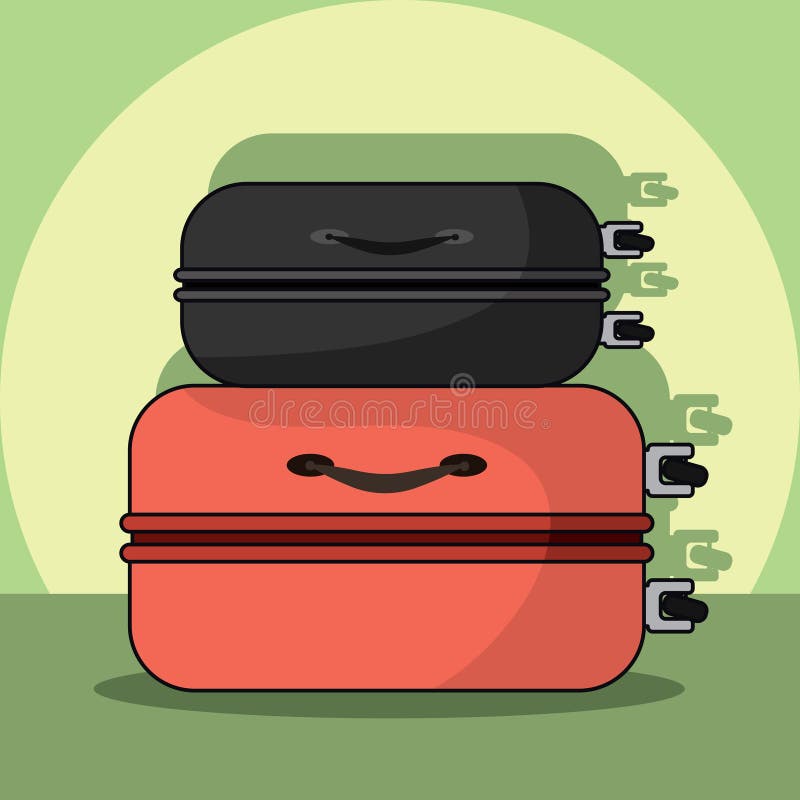 Colored Wheeled Suitcase. Vector Stock Vector - Illustration of ...